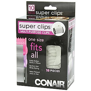 Conair Hot Roller Super Clips, White, Set of 10