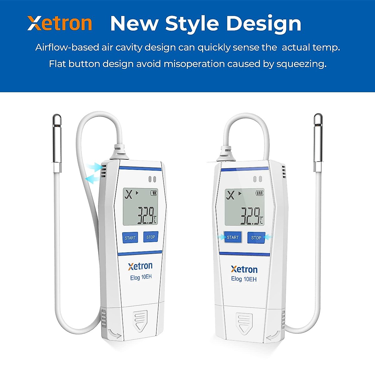 Xetron Multi-Use Temperature Humidity Data Logger with External Probe,32000 Points Reusable Recorder for Cold Chain, PDF Report, Calibration Certificate Elog10EH (1 Pack）Upgrade RC-5