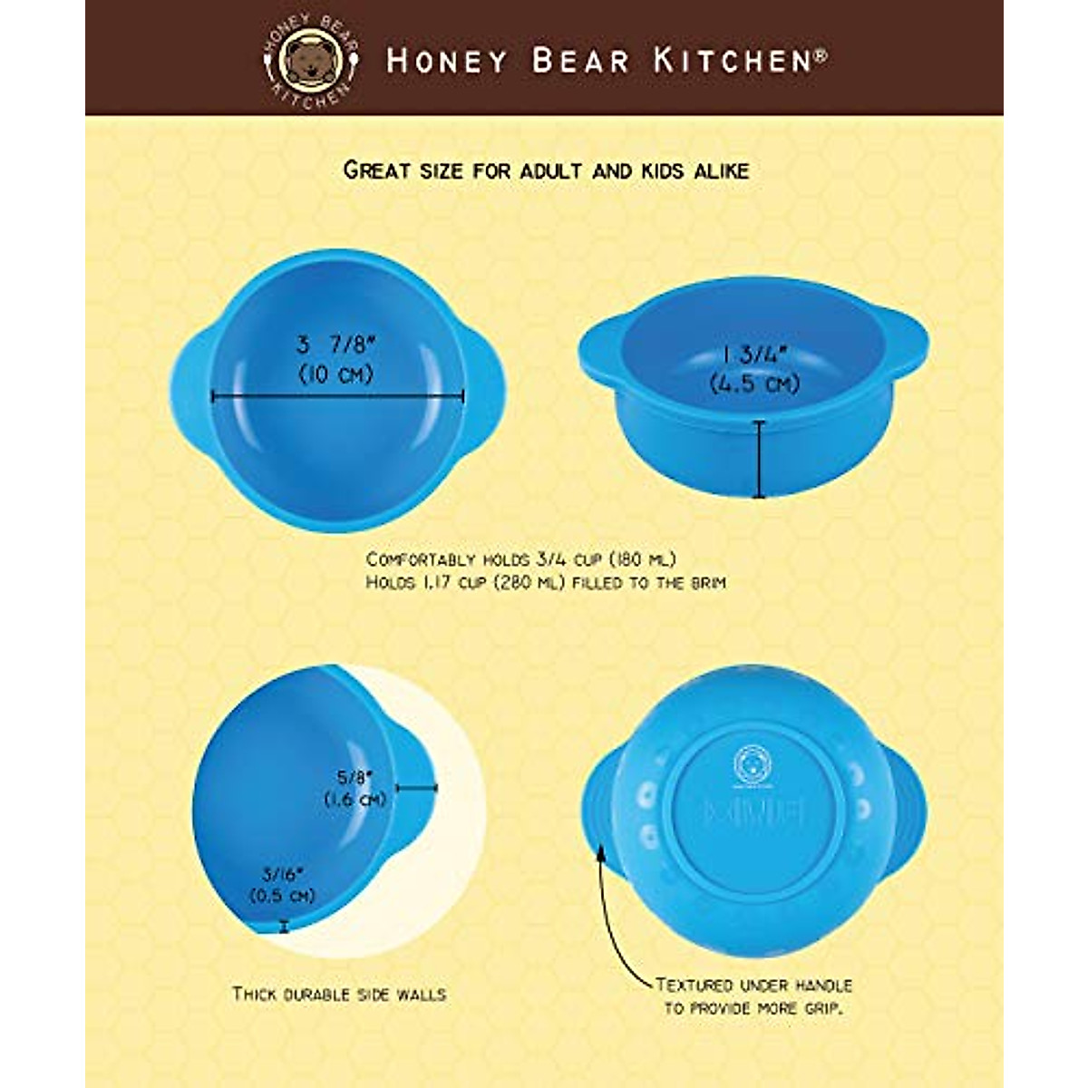 Honey Bear Kitchen Little Sturdy Silicone Snack Bowls (Set of 2, Orange Sherbet)
