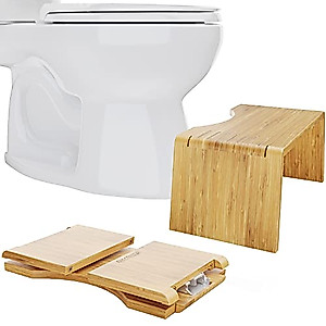 Squatty Potty Oslo Folding Bamboo Toilet Stool – 7 Inches, Collapsible Bathroom Stool for Kids and Adults – Brown, Portable and Space-Saving