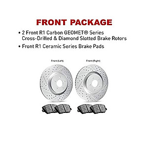 R1 Concepts Front Brakes and Rotors Kit |Front Brake Pads| Brake Rotors and Pads| Ceramic Brake Pads and Rotors |fits 2009-2011 Mercury Mariner, 2009-2012 Ford Escape, 2011 Mazda Tribute