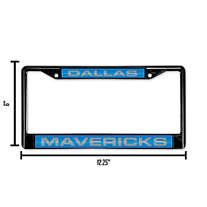 Rico Industries NBA Dallas Mavericks Black Black Laser Cut Chrome Frame 12" x 6" 12" x 6" Black Laser Cut Chrome Frame - Car/Truck/SUV Automobile Accessory