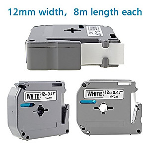 Compatible with Brother Label Maker Tape MK-131 MK-231 Ptouch M Label Tape 12mm 0.47'' for PT-M95 PT-80 PT70BM PT-65, 12mm x 8m, 9 Pack