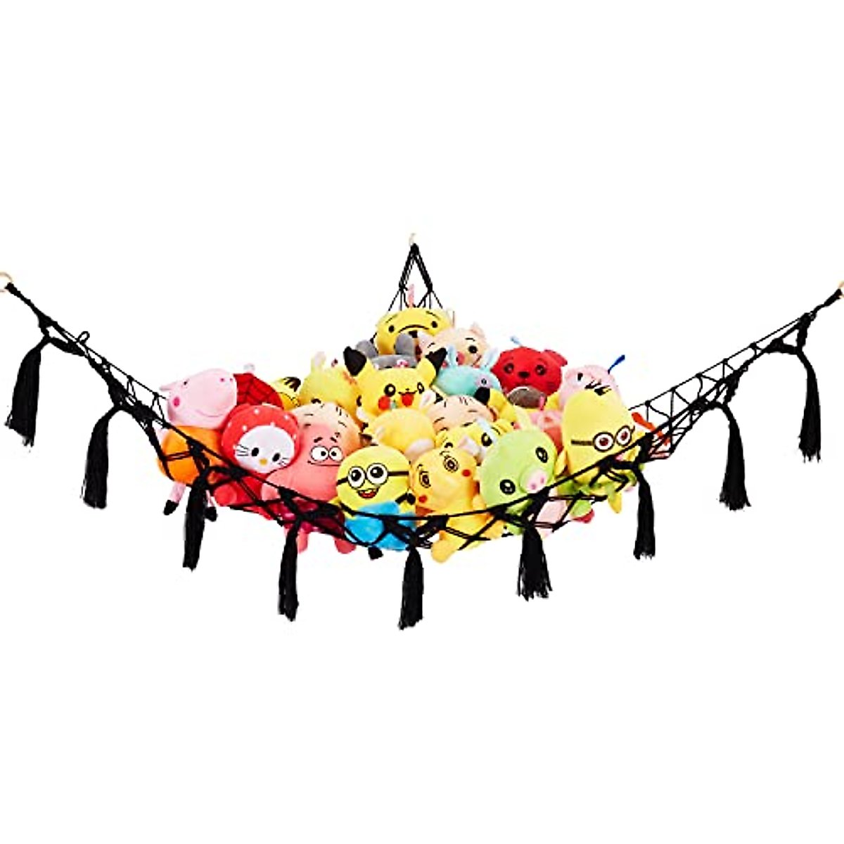 LinXius Stuffed Animal Hammock, Net for Stuffed Animals, Jumbo Toy Hammock for Stuff Animals Plush Toy Storage Corner Hanging Wall Net Large Boho Corner Teddy Bear Net for Kids Black