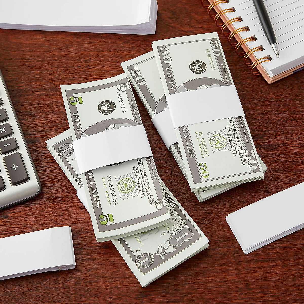 Juvale 300 Pack Money Bands for Cash, Blank Self-Adhesive Currency Straps, Bill Wrappers (White, 7.8x1.2 in)