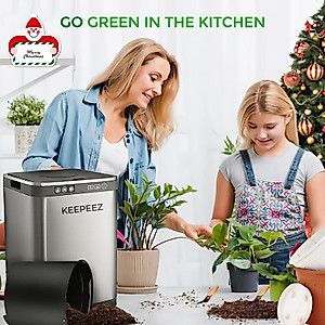 KEEPEEZ Electric Composter, 1-Gallon Largest Smart Waste Compost Bin Kitchen, Turn Waste into Natural Fertilizer 4-8h, Food Cycler Odorless,Detachable Carbon Filter, Kitchen Composter Energy Efficient