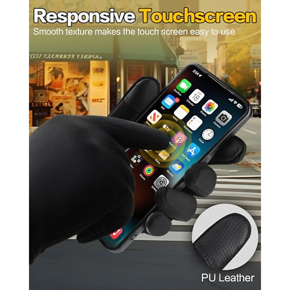 FEWTUR Winter Hiking Gloves for Men Women Cold Weather - Thermal Warm Gloves with Touchscreen Finger for Running Biking