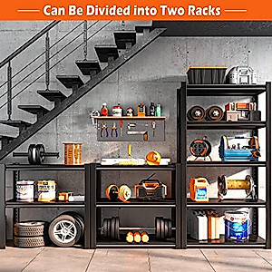 REIBII 72" Garage Shelving Heavy Duty Garage Storage Shelves Load 2000Lbs, Wide Heavy Duty Shelving, Adjustable 5-Tier Metal Shelving for Garage,Large Garage Shelves ＆ Utility Shelf,72" H x40 W x18 D