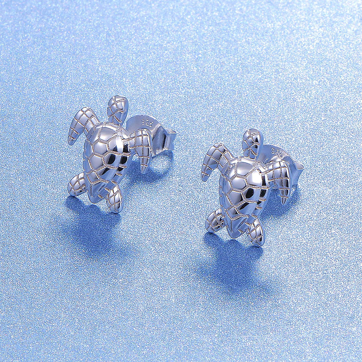 (Health and Longevity) S925 Sterling Silver Sea Turtle Animal Stud Earring for Women