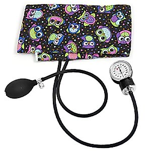 Prestige Medical Adult Premium Aneroid Sphygmomanometer: Clamshell Packaging, Party Owls Black (Model: S82-POB)