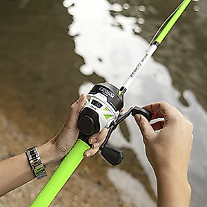 Zebco Roam Spincast Reel and Fishing Rod Combo, 6-Foot 2-Piece Fiberglass Fishing Pole with ComfortGrip Handle, QuickSet Anti-Reverse Fishing Reel, Pre-Spooled with 10-Pound Zebco Line, Green