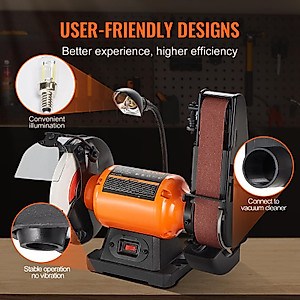 VEVOR 8 Inch Bench Grinder with 2 x28 Inch Belt Sander Combo, Bench Grinder Sander with 2.5A Induction Motor for Metalworking Sharpening Grinding