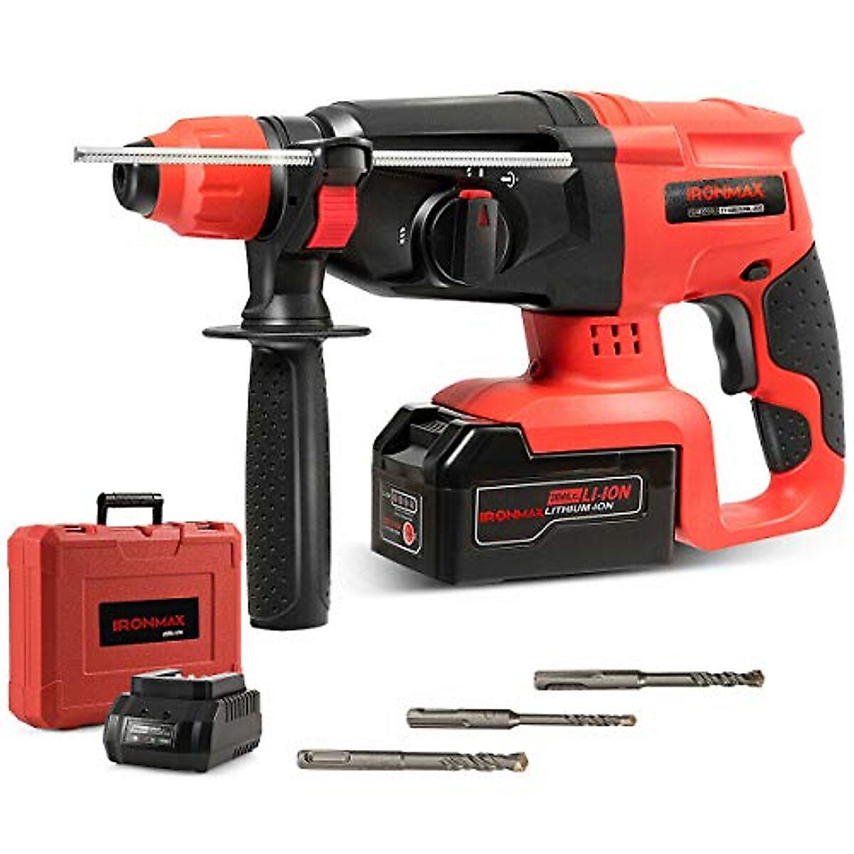 Goplus 1 Inch SDS Plus Cordless Rotary Hammer Drill, 20V 3 Functions Variable Speed Demolition Hammer Kits w/ 4.0Ah Battery & Charger, Adjustable Handle, Drill Bits
