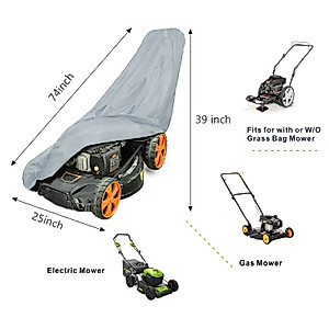 SEAZEN Waterproof Heavy Duty Lawn Mower Cover, UV and Dust Protection Push Mower Cover, Universal Fit with Drawstring & Storage Bag