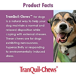 TranQuil-Chews for Dogs - Contains Chamomile, L-Tryptophan, and Melatonin - Relieves Stress and Tension - Ease Travel and Separation Anxiety - 180 Soft Chews