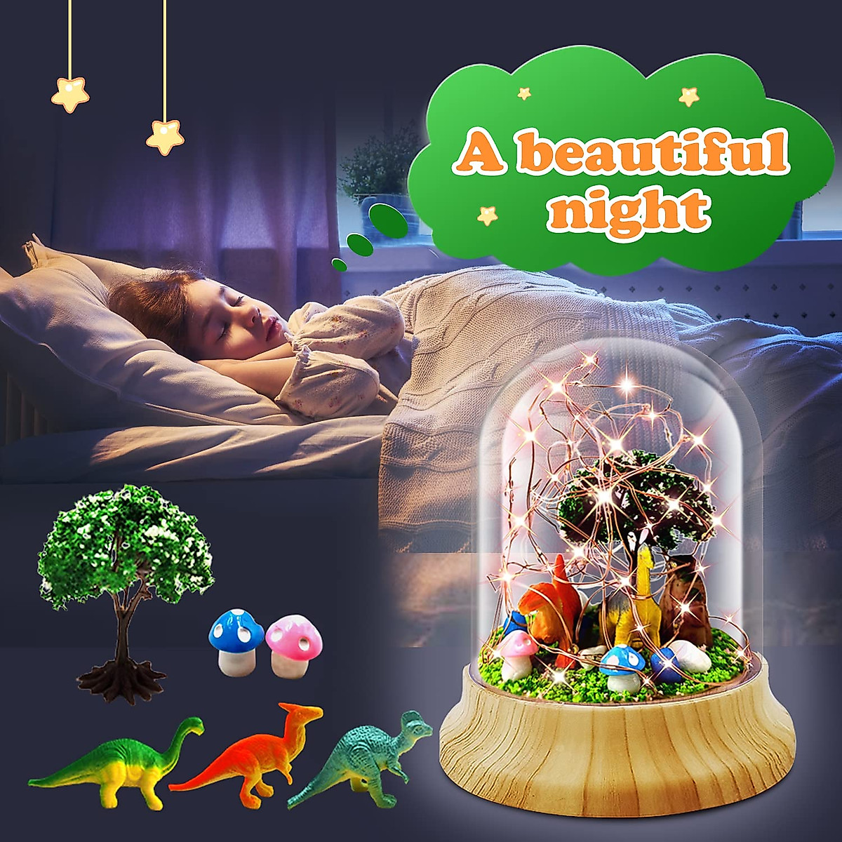 LEFJUBAW Make Your Own Dinosaur Night Light, Dinosaur Toys for Kids, Dinosaur Craft Kit, DIY Arts and Crafts Lamp Project for Girls(USB Upgrade Edition), Gifts for 4 5 6 7 8 9 10 Year Old Kids