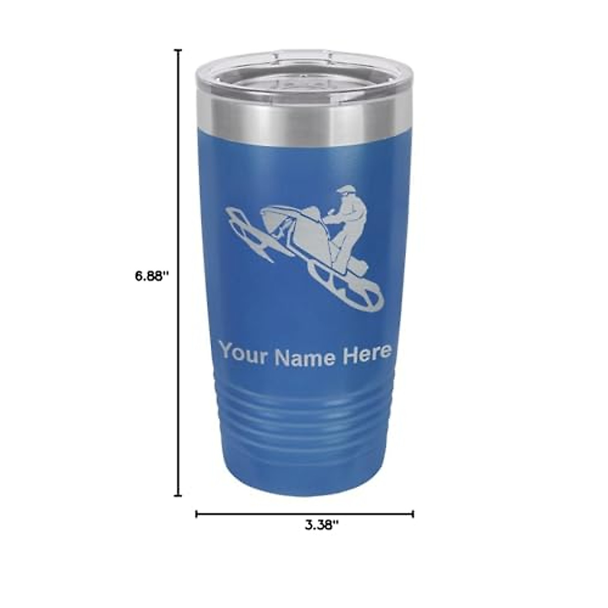 LaserGram 20oz Vacuum Insulated Tumbler Mug, Snowmobile, Personalized Engraving Included (Dark Blue)