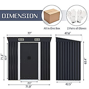 HOGYME Storage Shed 6' x 3.6' Outdoor Storage Metal Shed Garden Sheds with Double Sliding Door, Steel Tool Sheds for Lawnmower, Generator, Bike, Trash Can Gray
