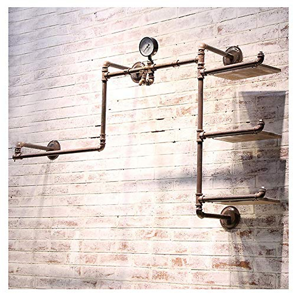 OTUGARE Industrial Vintage Iron Pipe Wall Mounted Clothing Rack Multi-function Garment Store Display Rack Shoes Bag Store Shelves Clothes Hanger（65”）