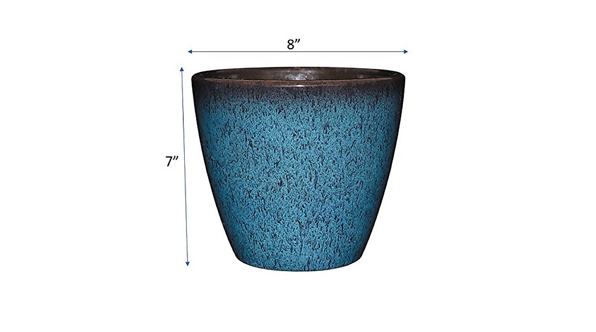 Vogue Indigo Planter - Elegant 8" Weatherproof Resin Pot for Indoor ...