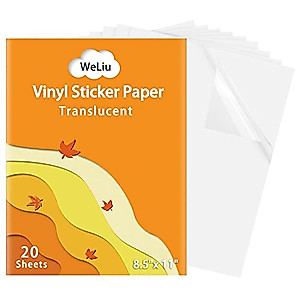 Printable Sticker Paper for Your Inkjet Printer - 8.5 x 11 Inches 20 Sheets Translucent Premium Waterproof Sticker Paper - Dries Quickly and Holds Ink Beautifully