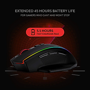 Redragon M686 Wireless Gaming Mouse, 16000 DPI Wired/Wireless Gamer Mouse with Professional Sensor, 45-Hour Durable Power Capacity, Customizable Macro and RGB Backlight for PC/Mac/Laptop
