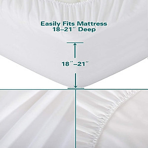 Bedecor Extra Deep Pocket Twin Fitted Sheet Only for 18 to 21 Inch Super Thick Mattress That Stay Tight,All Around Elastic Bottom,Doesn't Pop Off