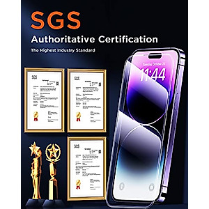 [4+2 Pack][Auto Alignment Kit] Screen Protector Compatible iPhone 14 Pro Max 6.7'' with Camera Lens Protector [10X Military Protection] DIMONCOAT HD Diamonds Hard Tempered Glass Film