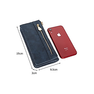 Women's Large Capacity Zip Wallet Phone Holder Clutch Travel Long Purse Wristlet (Dark Green)