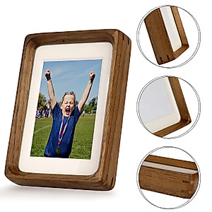 Hans Picture Frame,Made of Solid Wood Photo Frame for Wall Mounting or Tabletop Diaplay(Walnut,4"x6" matted to 3"x5")