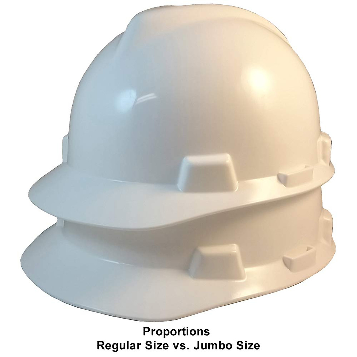 MSA V Jumbo (Large) Size Cap Style Hard Hats w/FasTrac III Suspensions and Handy Tote Bag - White