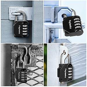 Combination Lock, 4 Digit Combination Padlock for School Gym Sports Locker, Fence, Toolbox, Case, Hasp Cabinet Storage (2 Pack, Black)