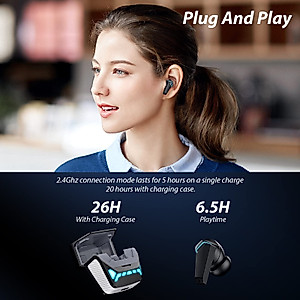 iMangoo Wireless Gaming Earbuds Headset for PS5 PC,2.4 GHz 22ms Low Latency+5.2 Bluetooth Headphones with Microphone Noise Canceling Earphone Stereo Bass IPX5 for Mac PS4 Nintendo Switch Tablet Laptop