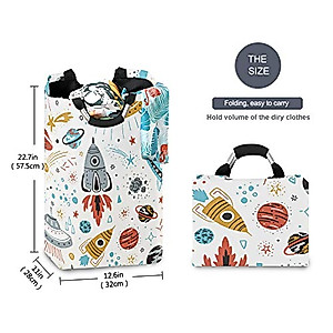 Blueangle Cartoon Rockets Laundry Basket Clothes Hamper Collapsible Durable Dirty Clothes Large Storage Laundry Organizer