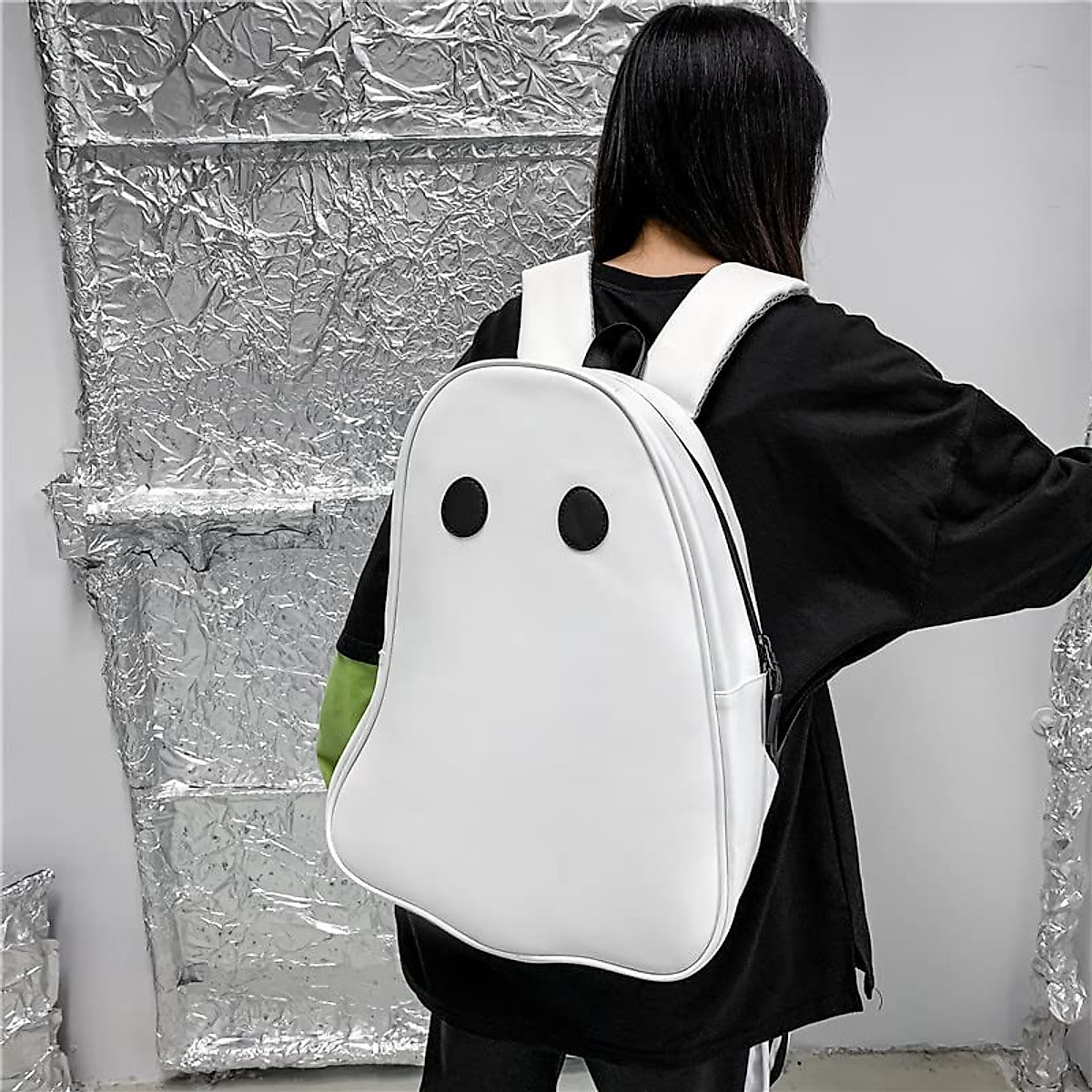 Novelty 3D Ghost Backpack Racksack Cute School Bag Bookbag Shoulder Bag for Teen Boys Girls (White)