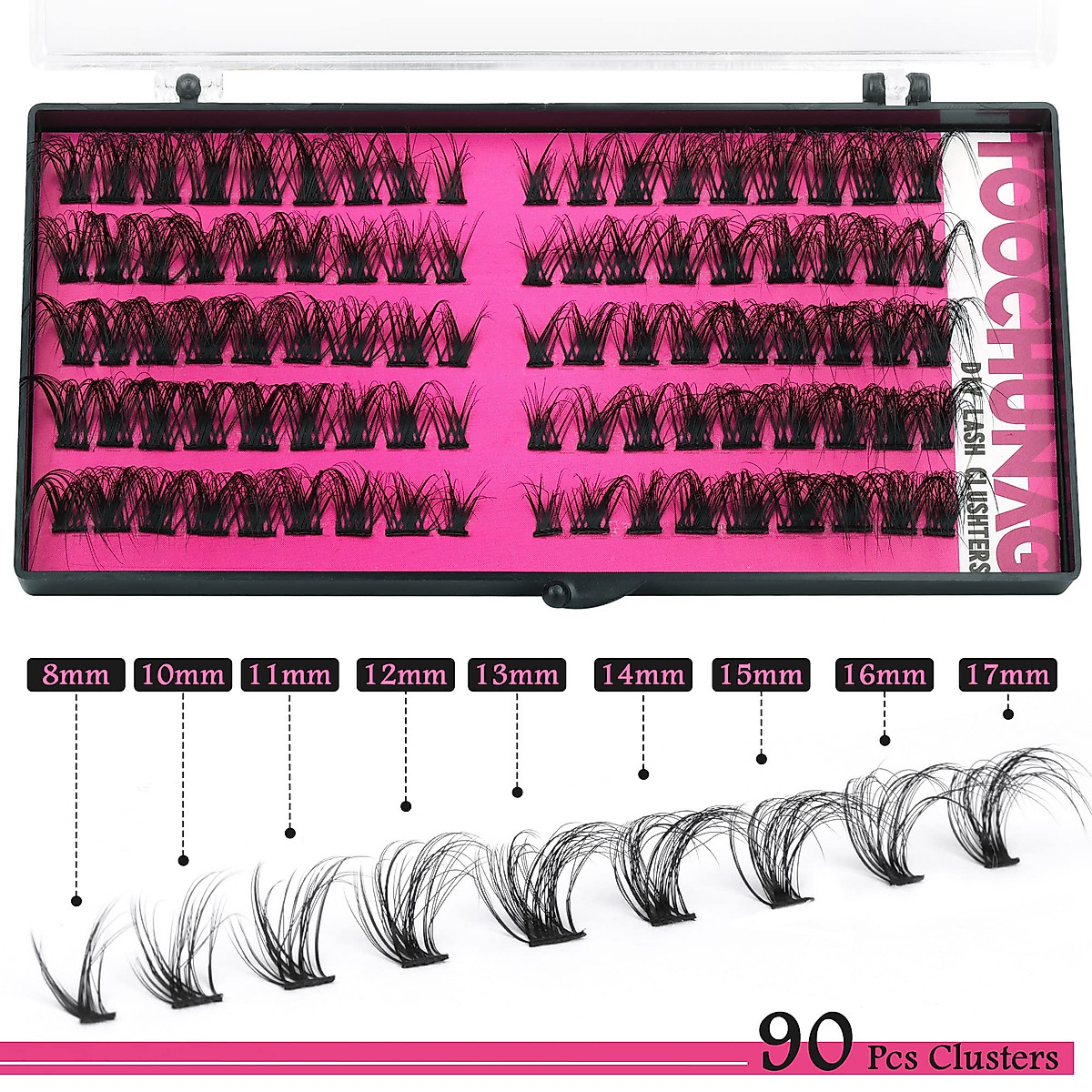 Cluster Lashes Fluffy Individual Lash Clusters DD Curl DIY Russian Lash Extensions Wispy Eyelash Clusters Eyelash Extension at Home by TOOCHUNAG