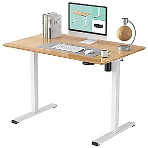 FLEXISPOT Standing Desk 48 x 24 x （28.6-46.3） Inches Height Adjustable Desk Whole-Piece Desktop Electric Stand up Desk Home Office Table for Computer Laptop (White Frame + 48 in Maple Desktop)
