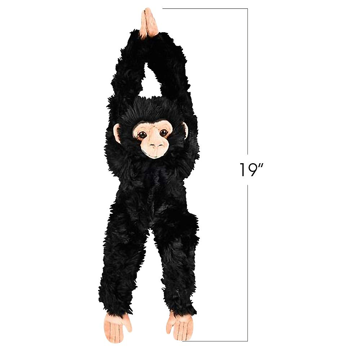 ArtCreativity Black Hanging Chimpanzee Plush Toy, 19 Inch Stuffed Chimpanzee with Realistic Design, Soft and Huggable, Cute Nursery Decor, Best Birthday Gift for Boys and Girls