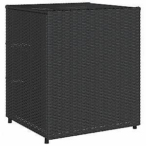 Gecheer Patio Storage Cabinet Outdoor Garden Storage Organizers Black 21.7"x23.2"x27.2" Poly Rattan 0223005C 0224005C