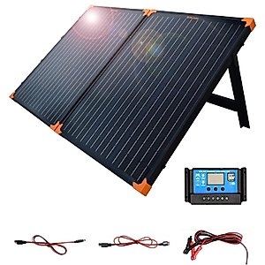 FlexSolar Solar Panel 100 Watt Foldable Waterproof PV Module SAE DC Anderson Output Power Charger with 20A PWM Controller for RV Battery, Power Station