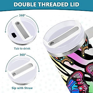 ODAWA Large Butterflies Zebra Insulated Tumbler Cups with Handle and Straw, 2 in 1 Lid Double Insulated Tumblers