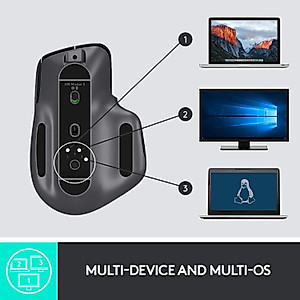 Logitech MX Master 3 for Business, Wireless Mouse, Logi Bolt Technology, Bluetooth, MagSpeed Scrolling, Ergonomic, Rechargeable, Globally Certified, PC/Mac/Linux - Graphite