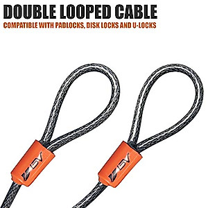 BV 2.5FT Security Steel Cable with Loops, Braided Steel Flex Cable, Bike Lock Cable 3/16 Inch, for U-Lock and Padlock (2.5FT)