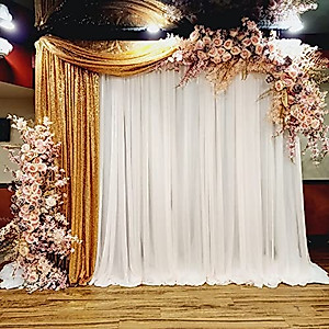 White Backdrop Curtain Wedding Backdrop 10ft x 10ft Chiffon Backdrop for Wedding Arch Birthday Party Banquet Decorations