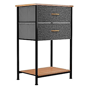 YITAHOME Dresser with 9 Drawers - Fabric Storage Tower (Dark Grey) & Storage Tower Unit with 2 Drawers - Dark Grey