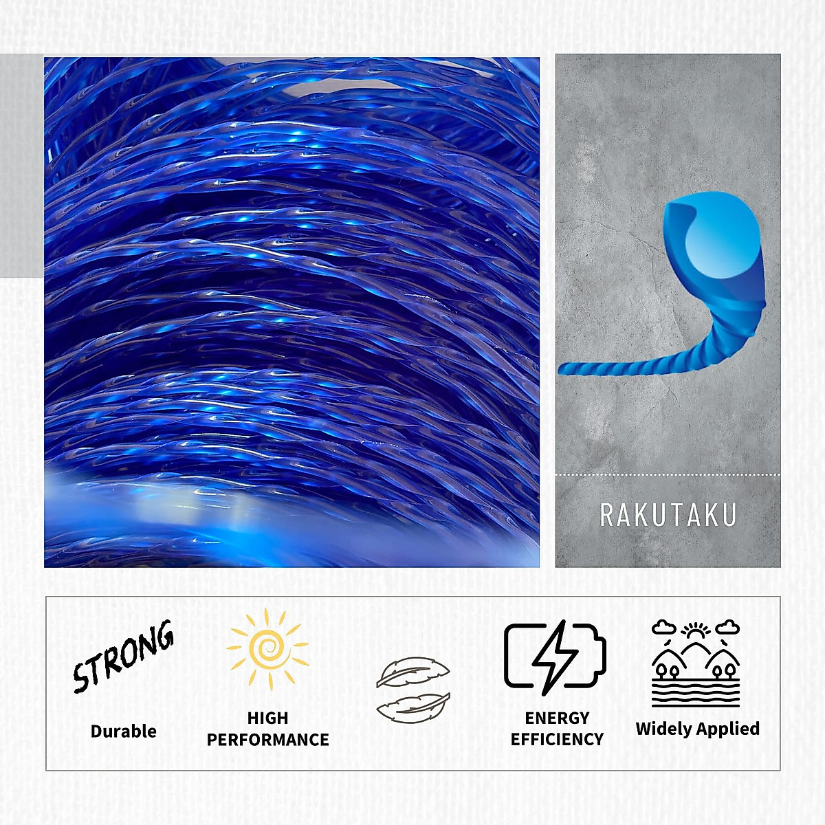 rakutaku Trimmer Line, Strong String Trimmer Line Premium Twisted High Efficiency Long Life Nylon Universal Commercial Heavy-Duty Line in Spool, Blue, Dual Twist (0.105” by 312 ft)