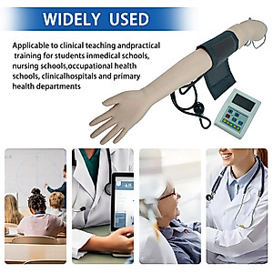 Blood Pressure Training Arm Simulator, BP Training Arm Manikin Practice Kit with Korotkoff Gap Sound Blood Pressure Cuff Stethoscope LCD Display Model for Education Teaching