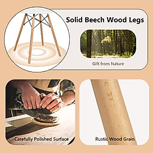 LDAILY Moccha Dining Table Set for 4, 5-Piece Kitchen Table Set with Round Dining Table & 4 Chairs, Breakfast Set with Solid Wood Legs, Modern Space-Saving Dinette Set for Dining Room, Kitchen, White