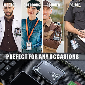 LIUGX Carbon Fiber Card Holder/Badge Holder/Portable Wallet with Metal Clip -Rugged ID Credit Card Holder (Holds 1 to 4 Cards) for Office Police Worker Outdoor