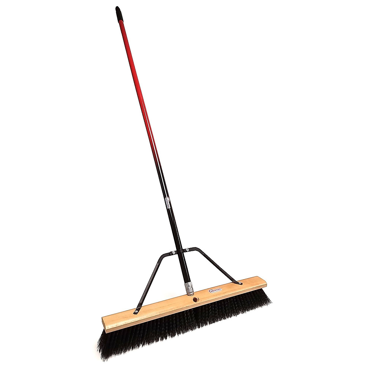 American Select Tubing Pbra24001 24" Rough-Surface Push Broom with Red/Black Handle
